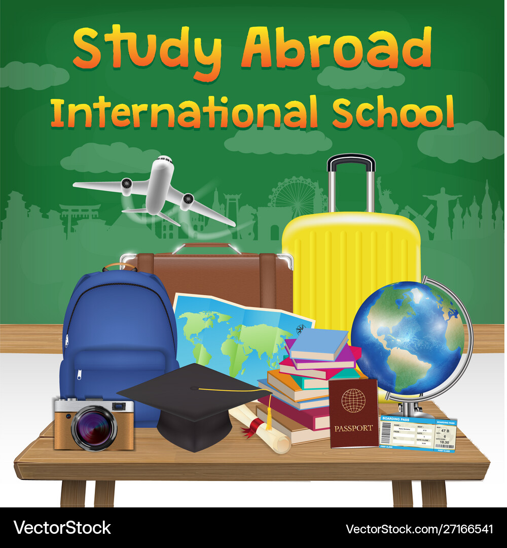 Study abroad international school banner poster Vector Image