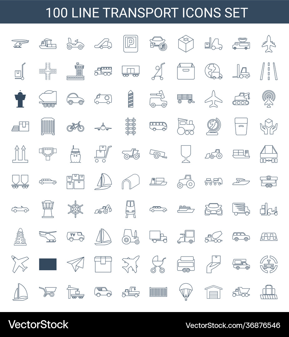 100 Transportsymbole Lizenzfreies Vektorbild