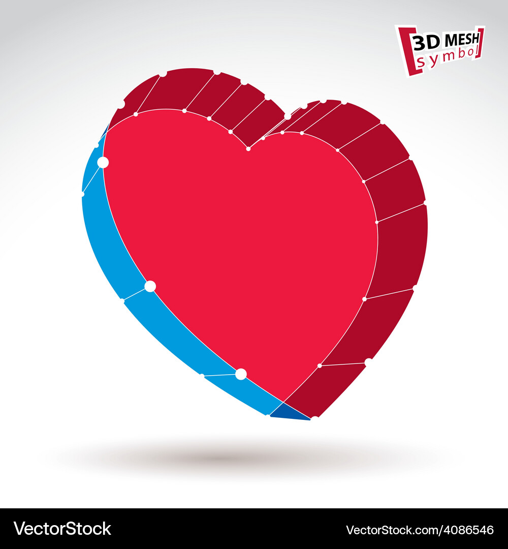 3d mesh stylish web red love heart sign isolated Vector Image