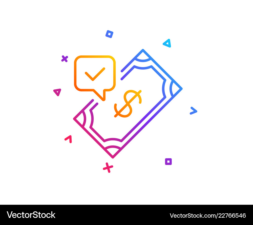 Accepted payment line icon dollar money sign Vector Image