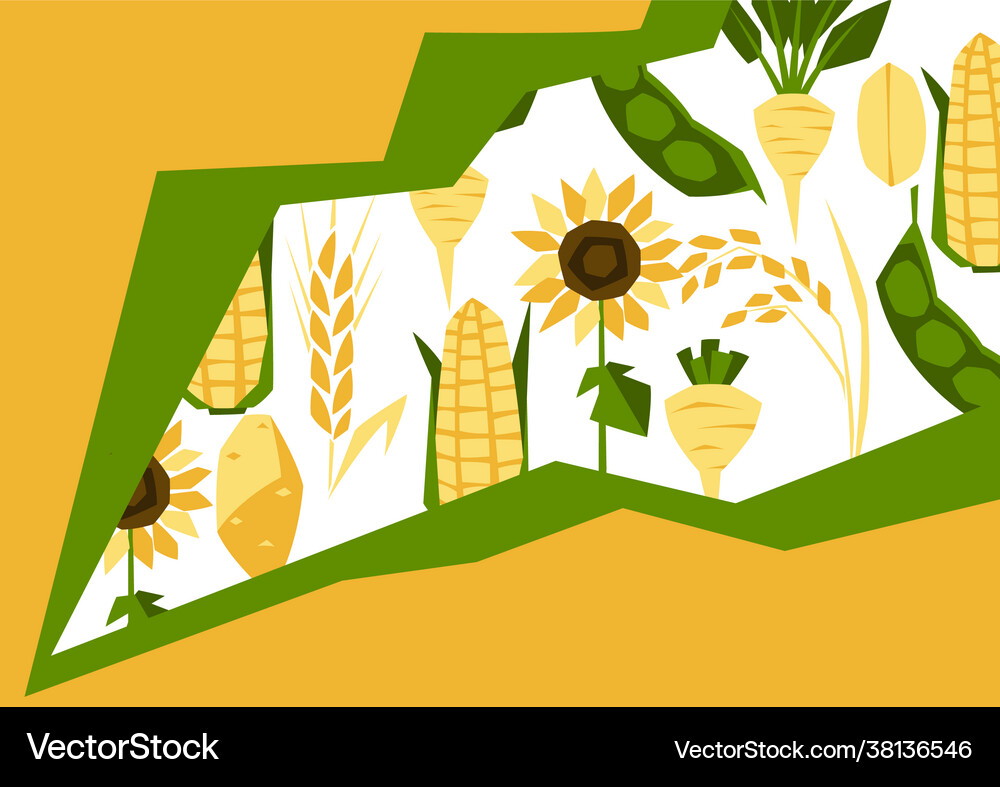 Background with agricultural crops harvesting Vector Image