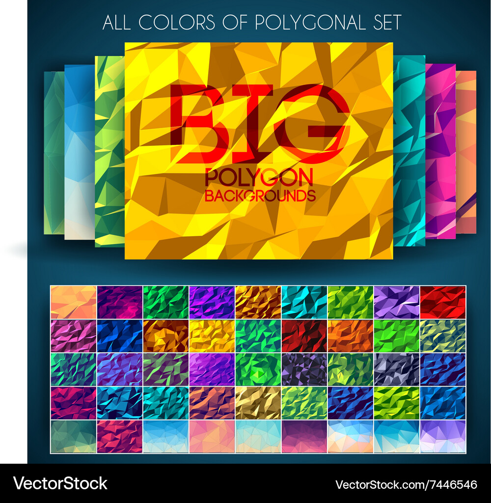 Big set of polygonal colorful backgrounds Vector Image
