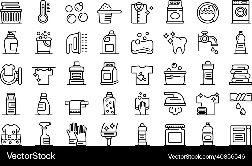 Bleach icons set outline style Royalty Free Vector Image