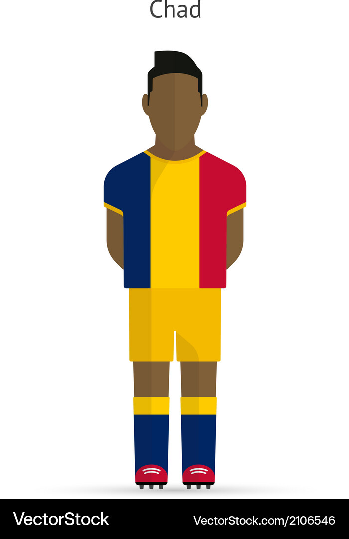 Chad football player soccer uniform Royalty Free Vector