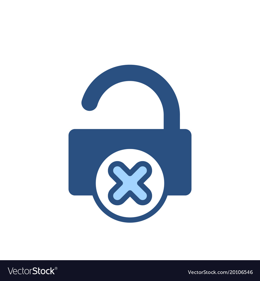 Cross lock open remove security icon Royalty Free Vector