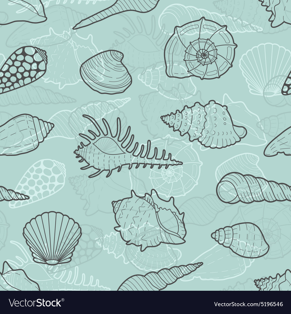 Decorative seamless pattern sea shells Royalty Free Vector
