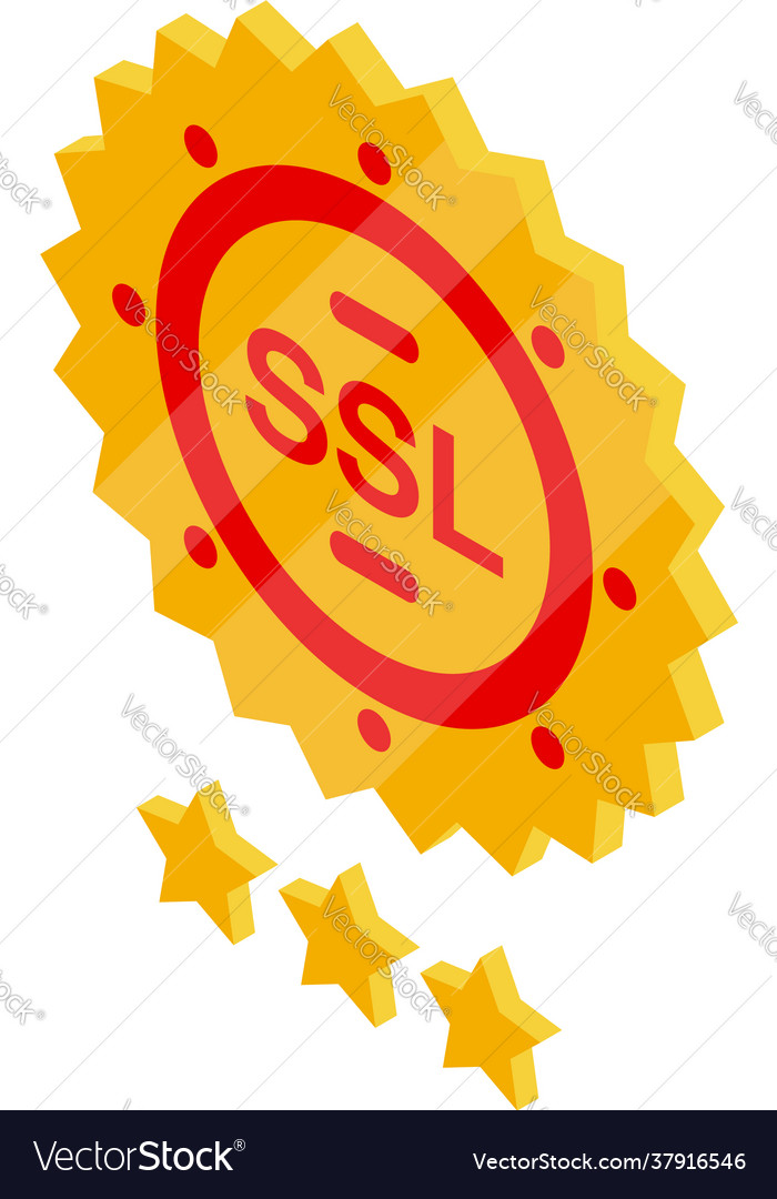 Emblem Ssl Certificate Icon Isometric Style Vector Image