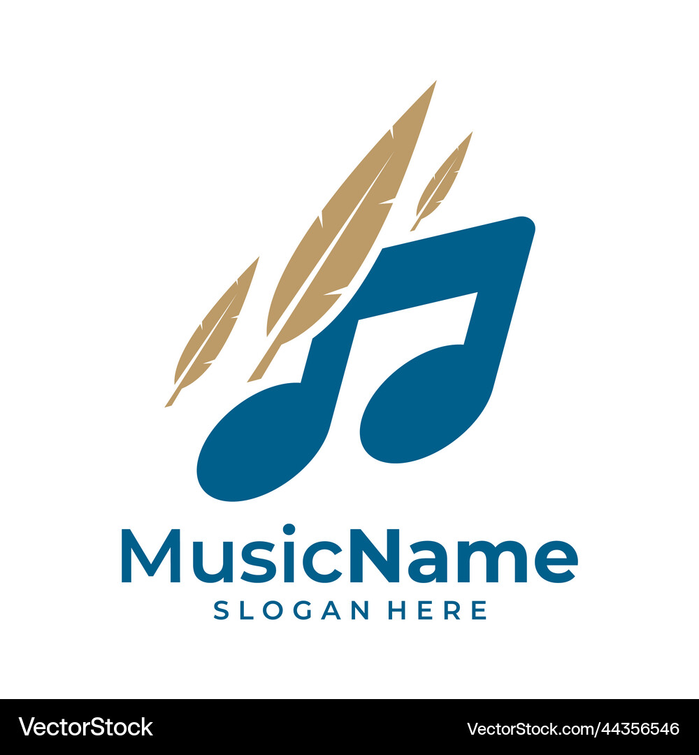 Feather music logo music logo design Royalty Free Vector