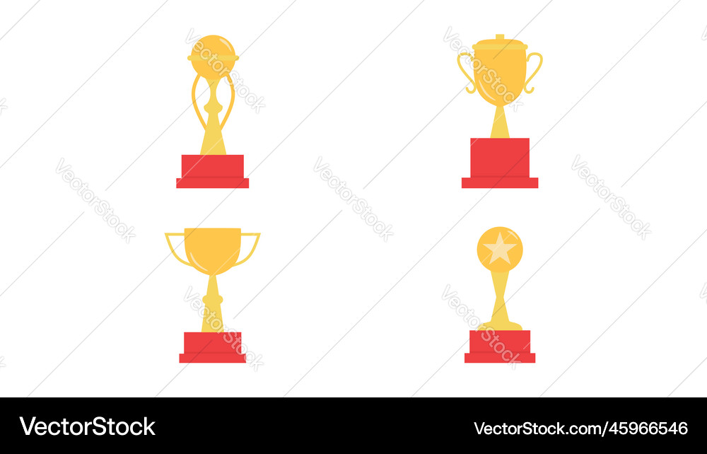 Four golden trophy cups isolated on white Vector Image