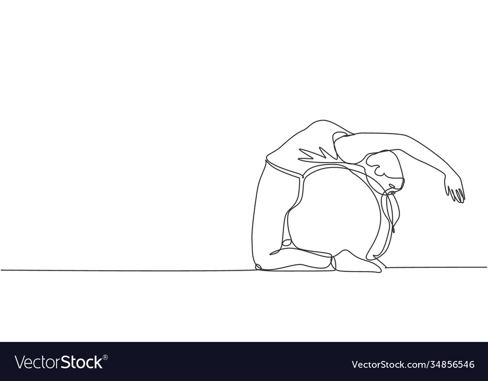 One single line drawing young energetic woman Vector Image