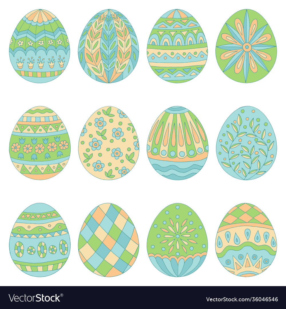 Set easter eggs with abstract patterns Royalty Free Vector