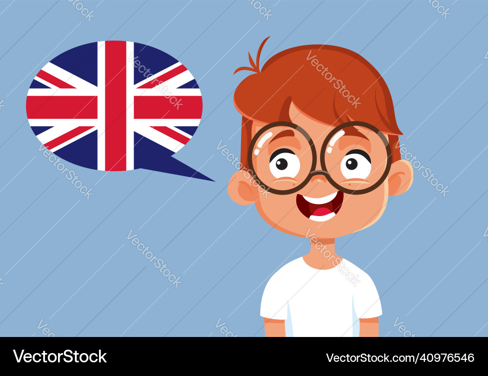 Student boy speaking english cartoon Royalty Free Vector