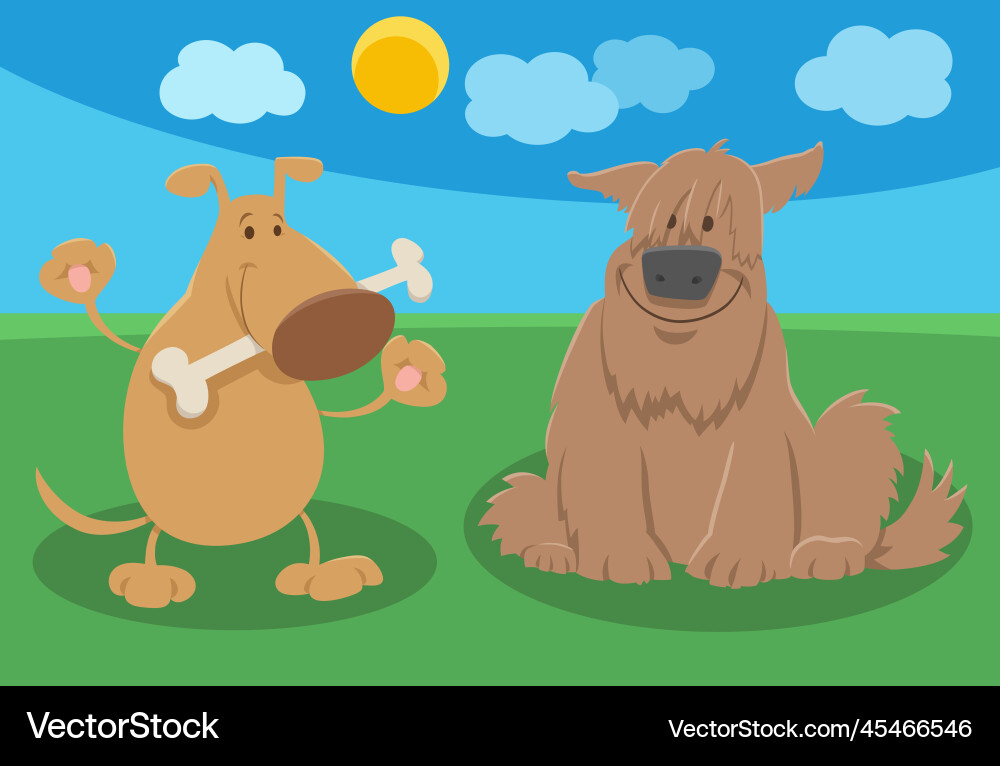 Two cartoon dogs comic animal characters Vector Image