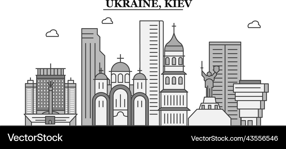 Ukraine kiev city skyline isolated Royalty Free Vector Image