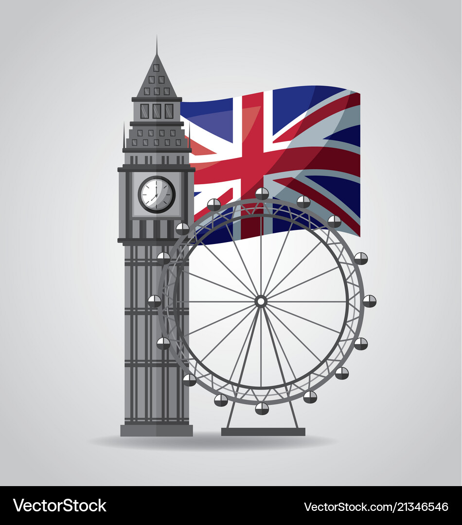United kingdom places flag Royalty Free Vector Image
