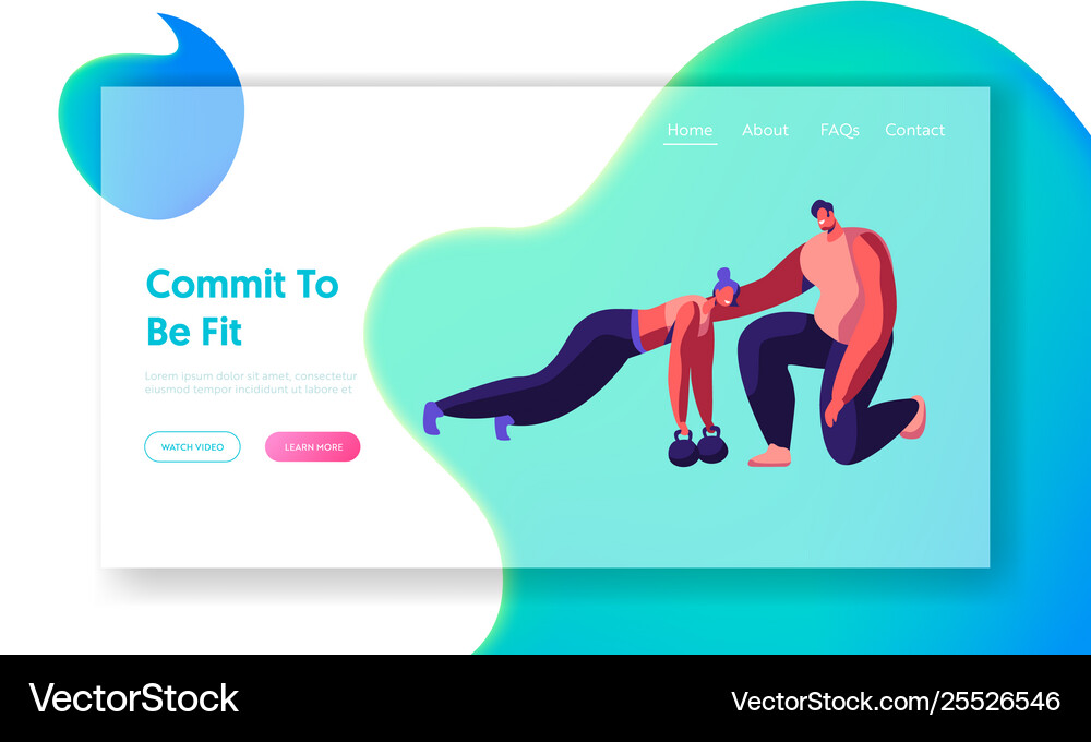 Woman training in gym with coach help character Vector Image