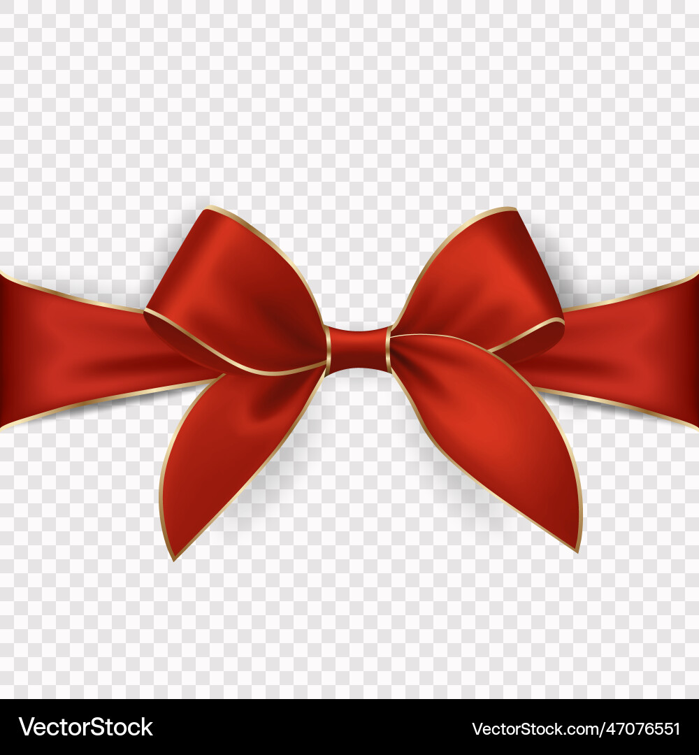 3d realistic red and gold gift ribbon bow Vector Image