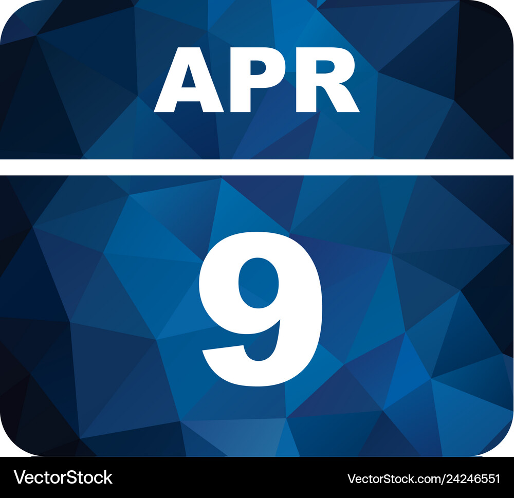 April 9th date on a single day calendar Royalty Free Vector