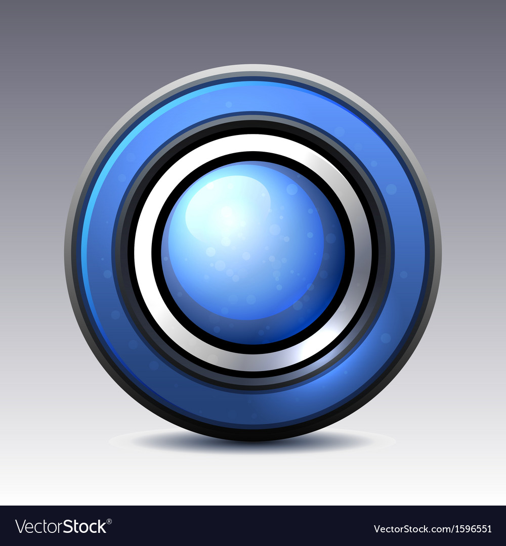 Blue shiny button with metallic elements Vector Image