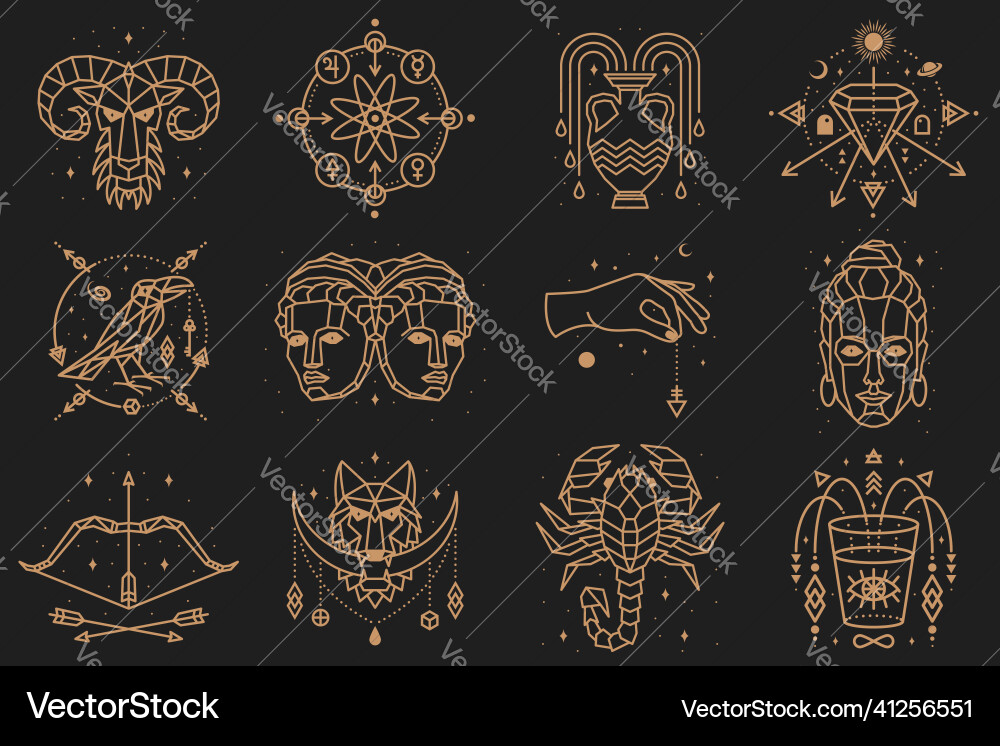 Esoteric and zodiacal symbols Royalty Free Vector Image