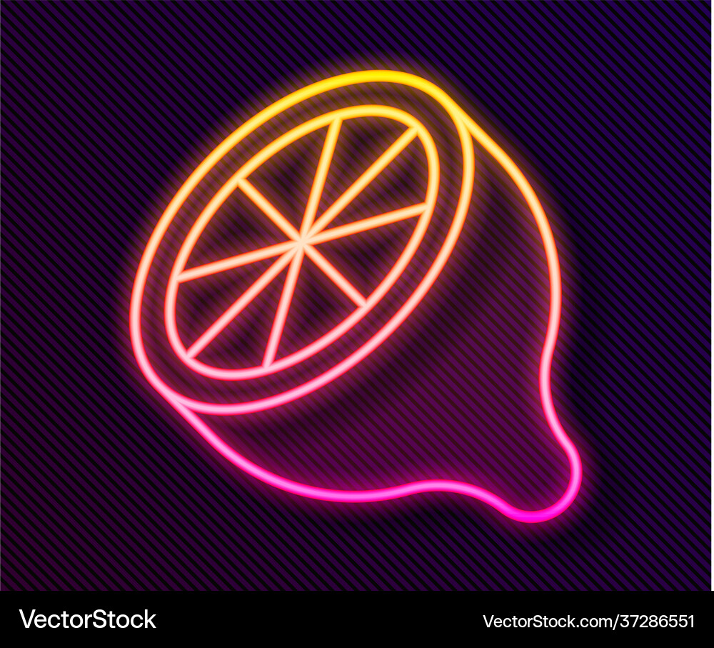 Glowing neon line lemon icon isolated on black Vector Image