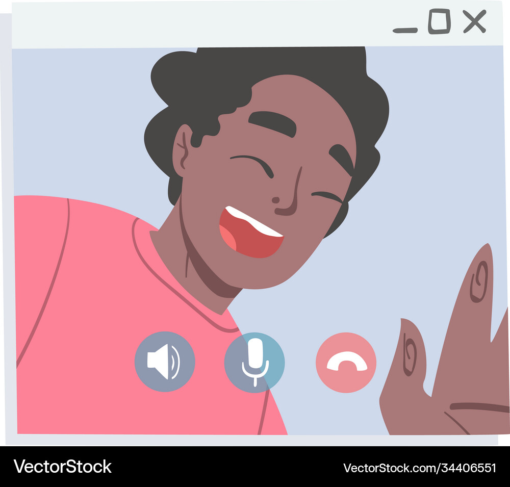 Happy smiling man having video call guy chatting Vector Image
