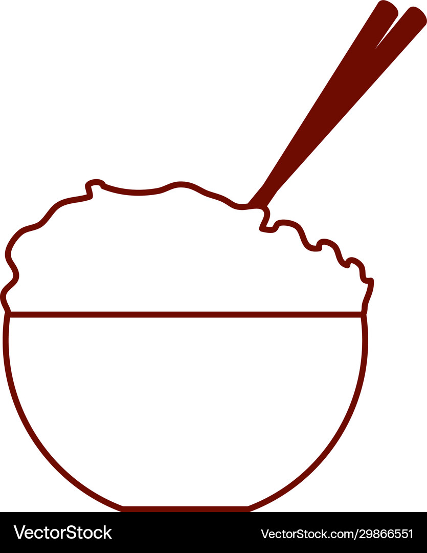 Isolated chinese rice inside bowl line style icon Vector Image