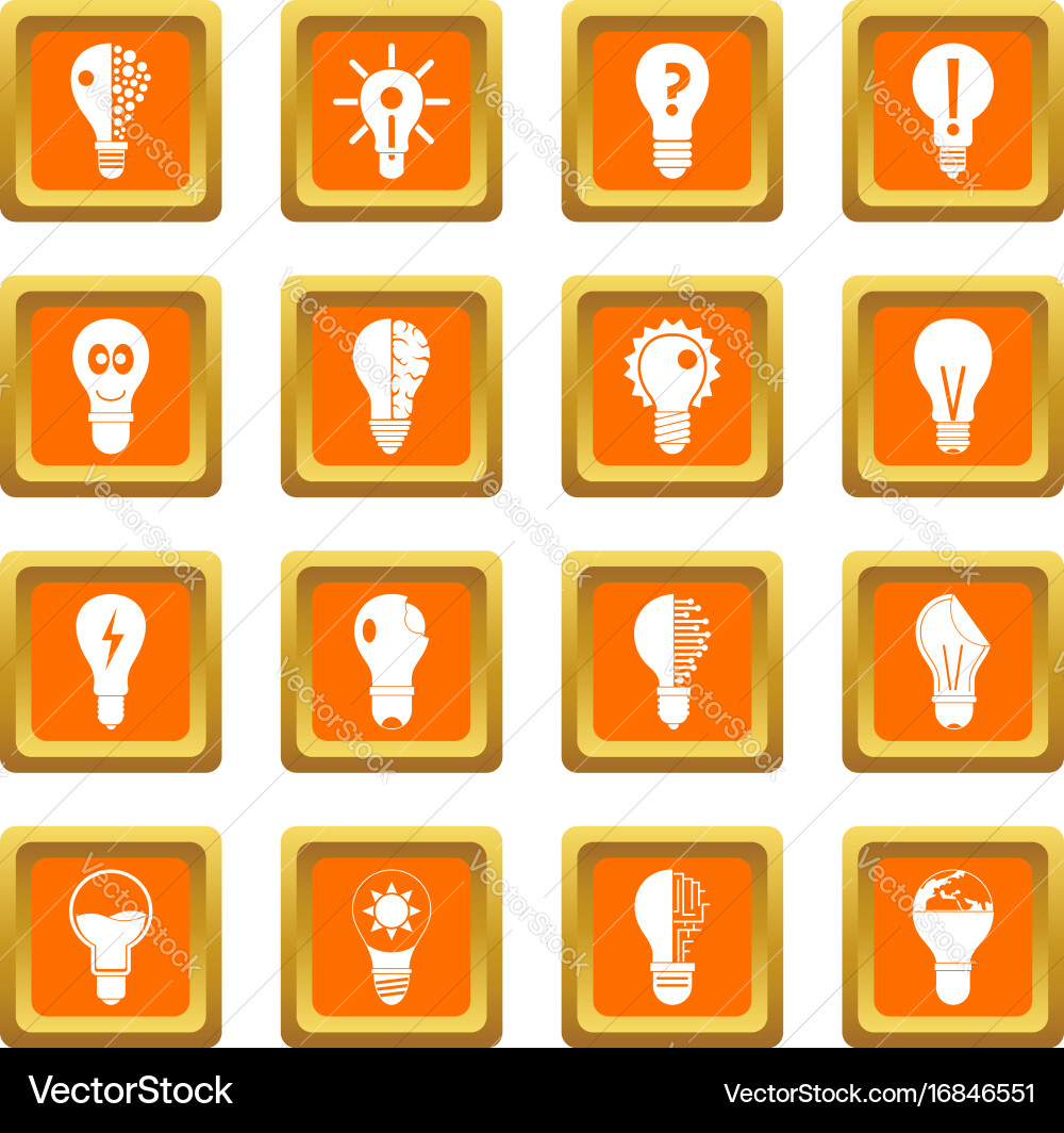 Lamp logo icons set orange Royalty Free Vector Image