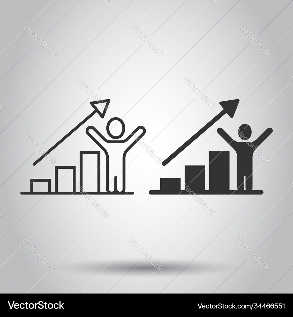 People with growth arrow icon in flat style work Vector Image