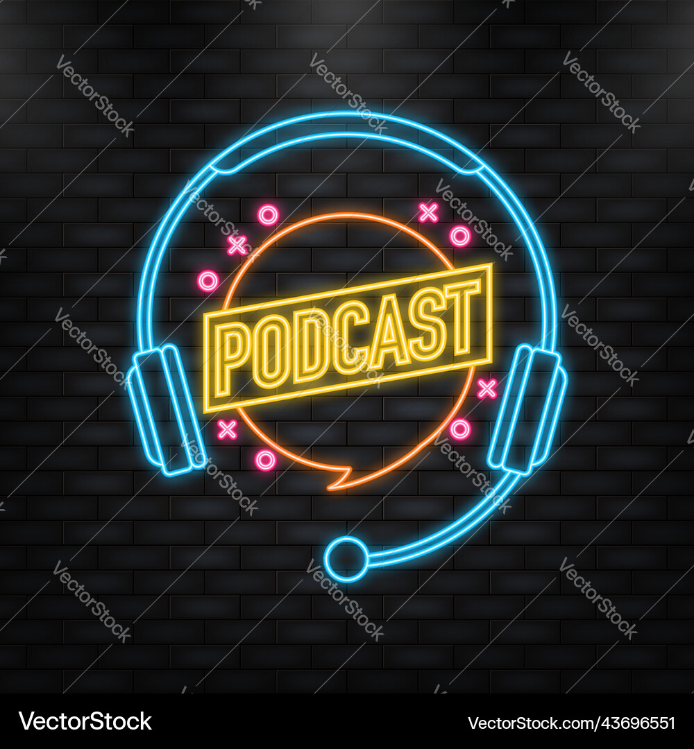 Podcast badge icon stamp logo stock Royalty Free Vector
