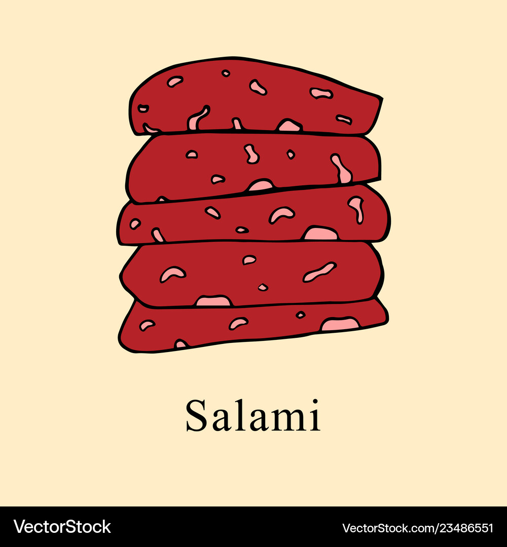 Salami in cartoon style Royalty Free Vector Image