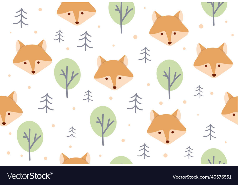 Seamless pattern with fox Royalty Free Vector Image
