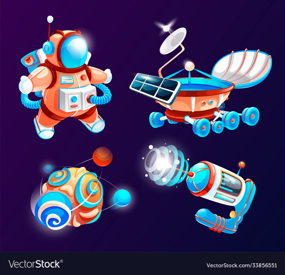 Space game elements outer objects symbols Vector Image
