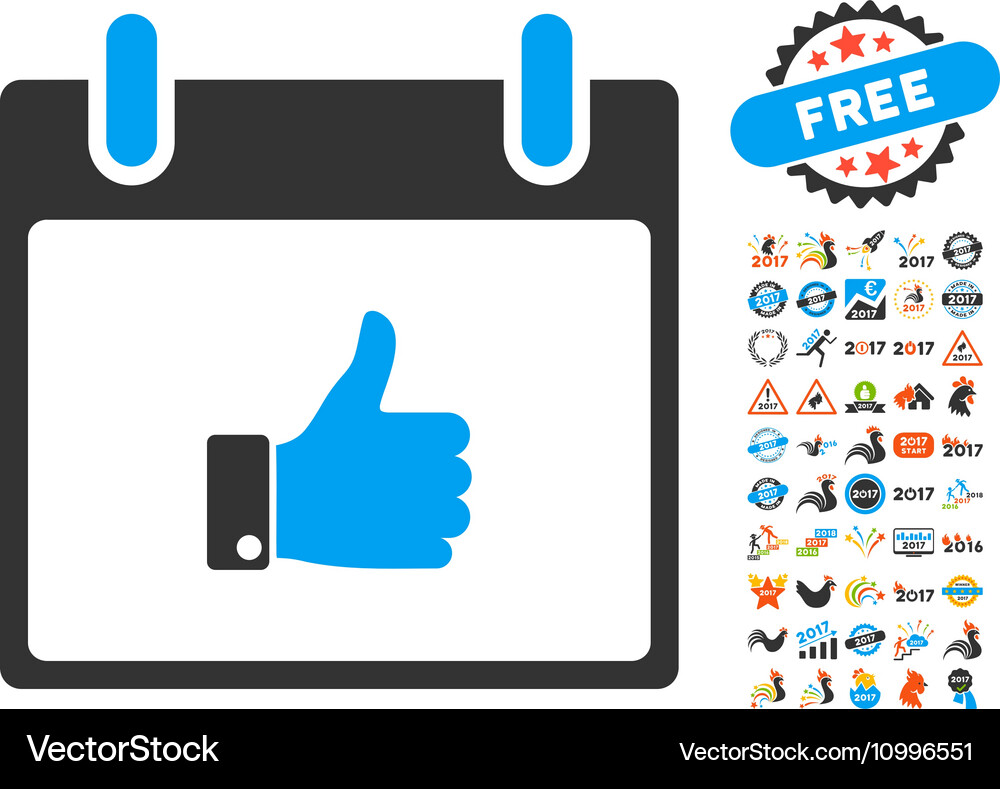 Thumb up hand calendar day flat icon Royalty Free Vector
