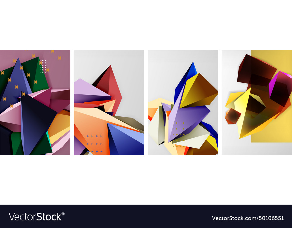 Trendy low poly 3d triangle shapes and other Vector Image