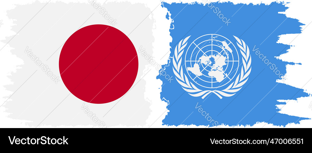 Un and japan grunge flags connection Royalty Free Vector