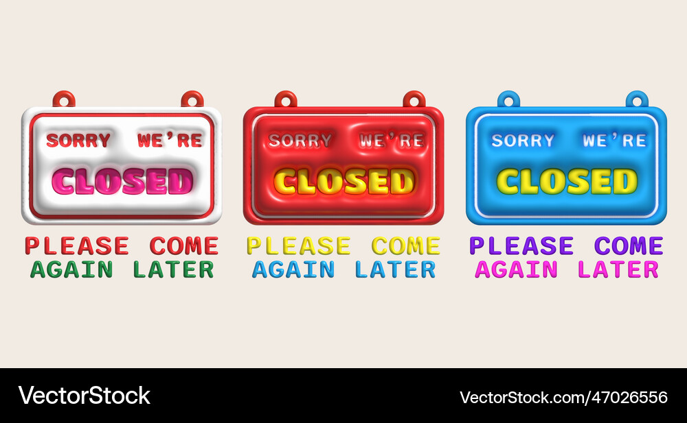 3d sorry we are closed sign icon shop e-commerce Vector Image