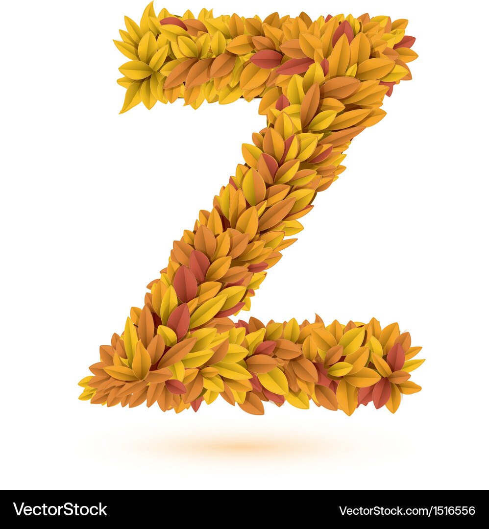 Autumn fall bright orange leaves letter Royalty Free Vector