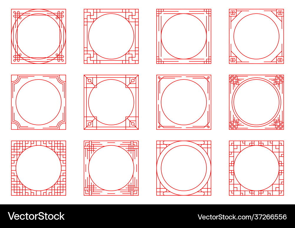 Chinese frame set in vintage style on white Vector Image