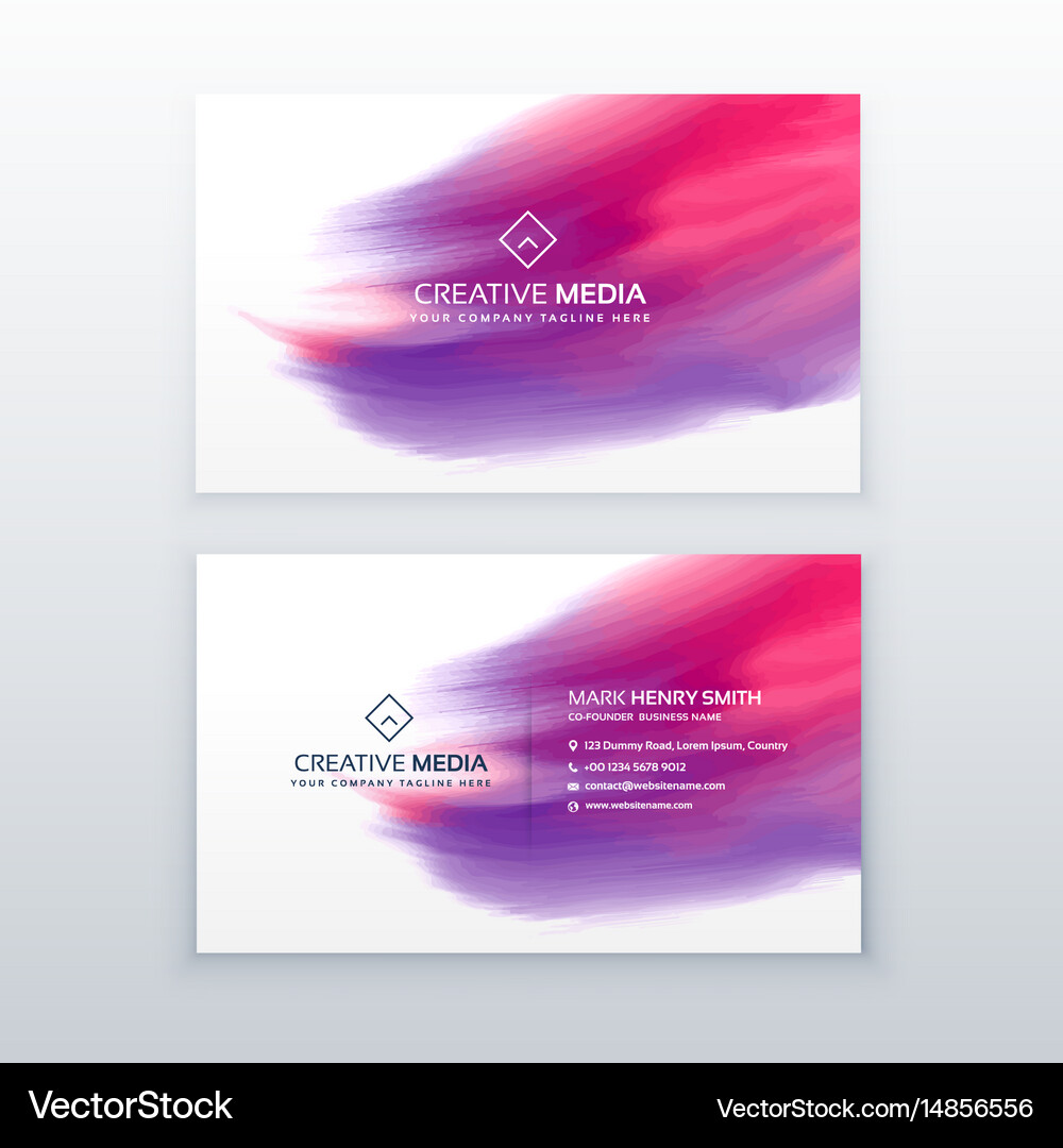 Creative business card with watercolor effect Vector Image