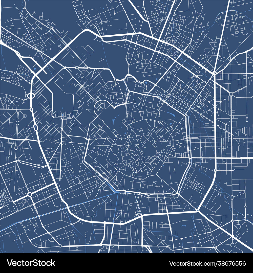 Detailed map poster milan city linear print Vector Image