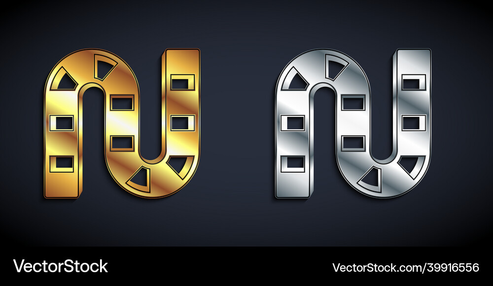 Gold and silver board game icon isolated on black Vector Image
