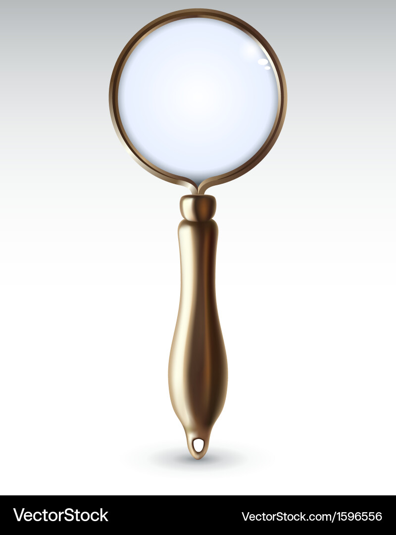 Golden realistic magnifying glass Royalty Free Vector Image