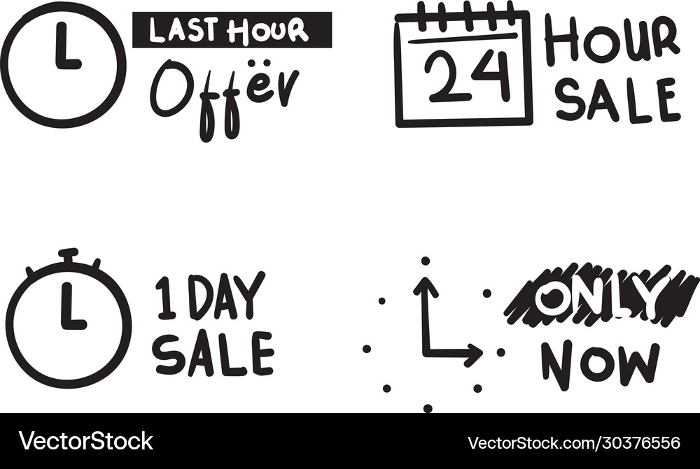 Hand drawn sale countdown last minute offer Vector Image
