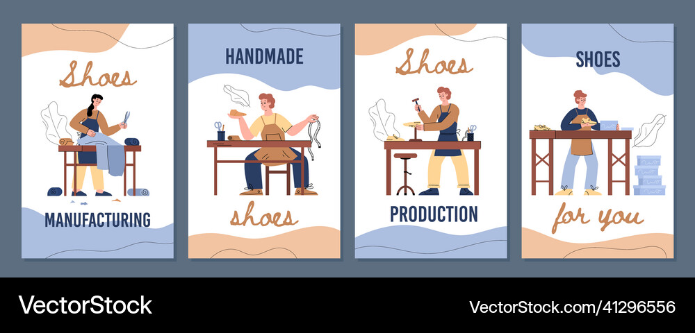 Handmade shoes manufacturing workshop pages kit Vector Image