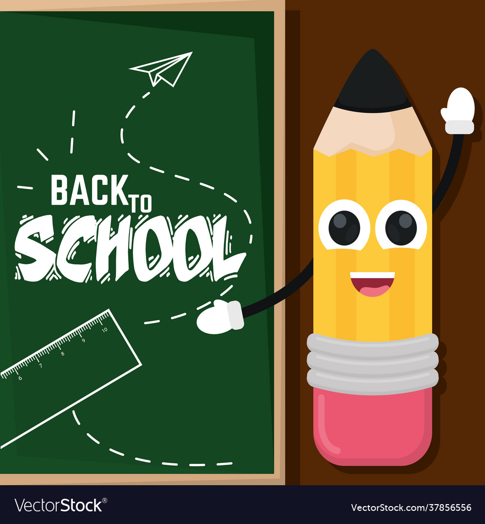 Happy pencil cartoon back to school Royalty Free Vector