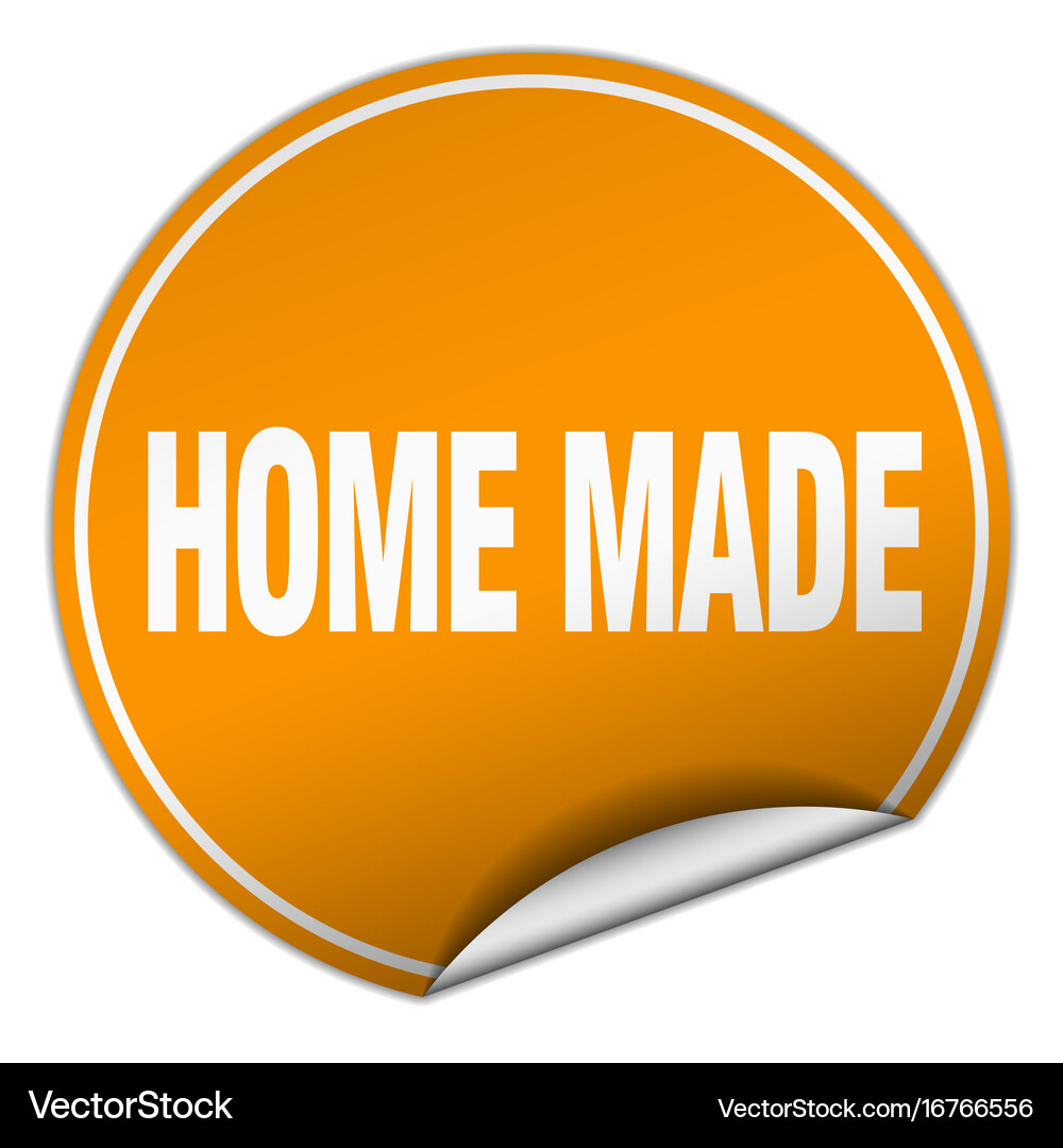 Home made round orange sticker isolated on white Vector Image