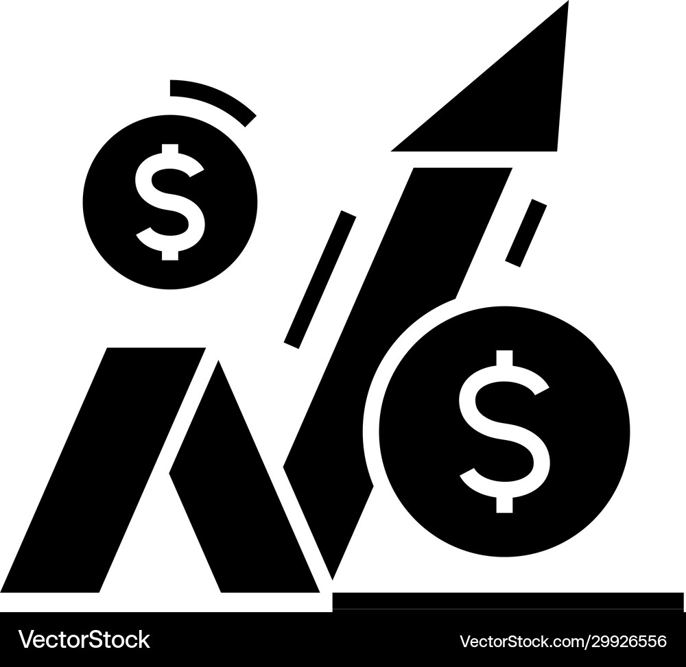 Incresing profits black icon concept Royalty Free Vector