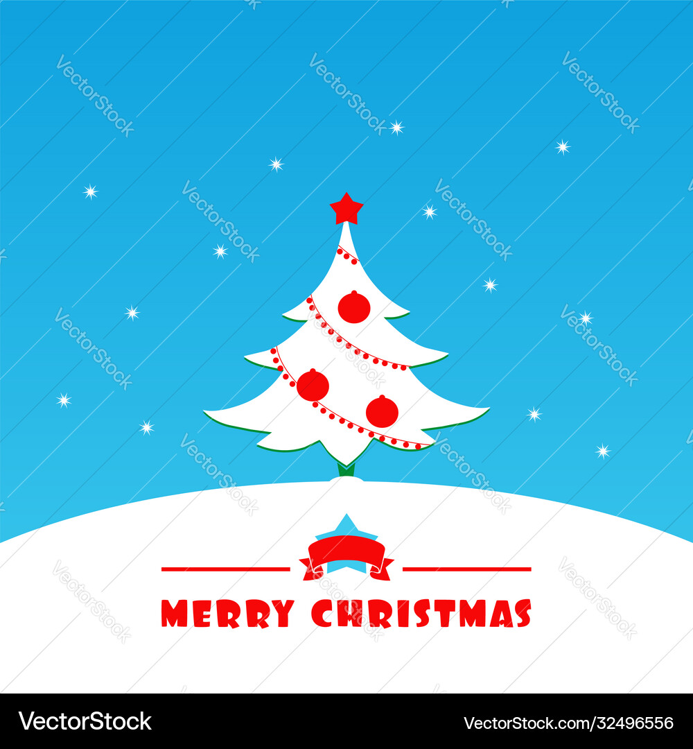 Merry christmas card tree sign icon Royalty Free Vector