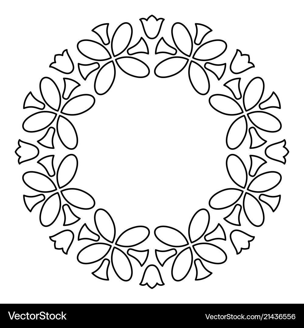 Outline flowers circle frame design monochrome Vector Image